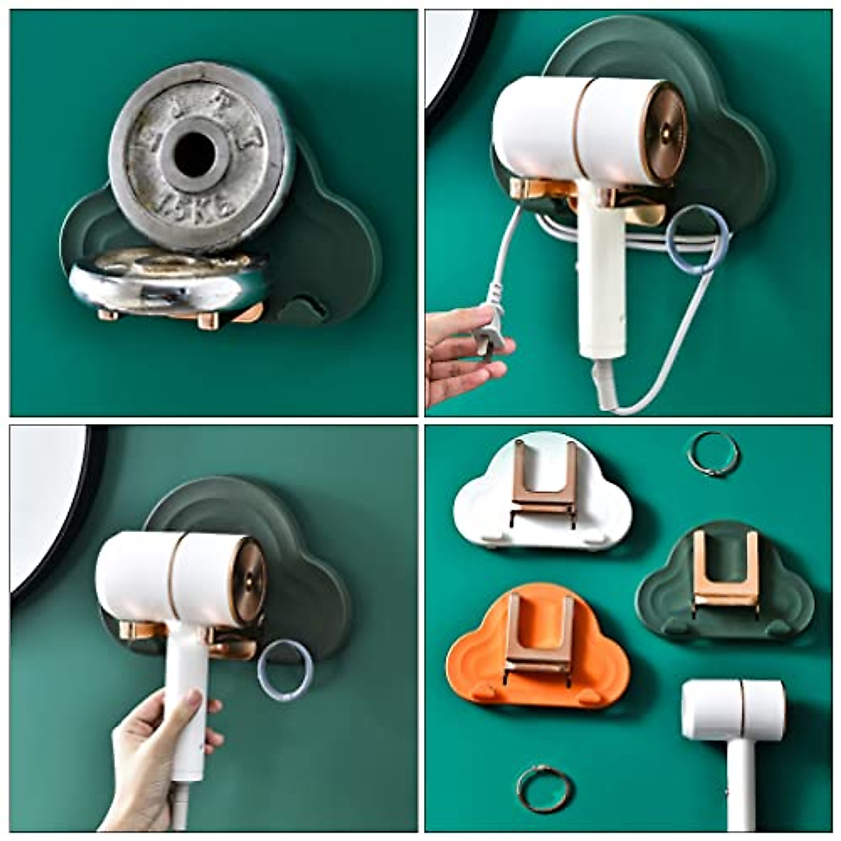 Veemoon Hair Styling Tools Hair Dryer Holder Stand Cloud Shaped Plastic Wall Mount Hair Blow Dryer Hanging Rack Spiral Hair Styling Organizer Collapsible Hangers