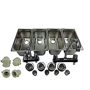 4 Compartment Concession Sink Portable 4 Traps HandWashing Food Truck Trailer
