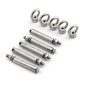 ZRM&E 5pcs M6x80mm Expanding Shield Anchor Eye Bolts 304 Stainless Steel Fastener Raw Style Sleeve Expansion Screw with Eye Ring for Cable Rope Lifting