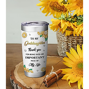 Pininerr Goddaughter Gift from Godmother Godfather - 20 oz Vacuum Insulated Stainless Steel Coffee Cup, Ideal Goddaughter Birthday Gift