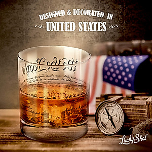 Lucky Shot - We The People Whiskey Glass | United States Constitution | America USA Patriotic Wine Glass Gift | Political Republicans Patriotic Glass - Set of 2 (11 oz)