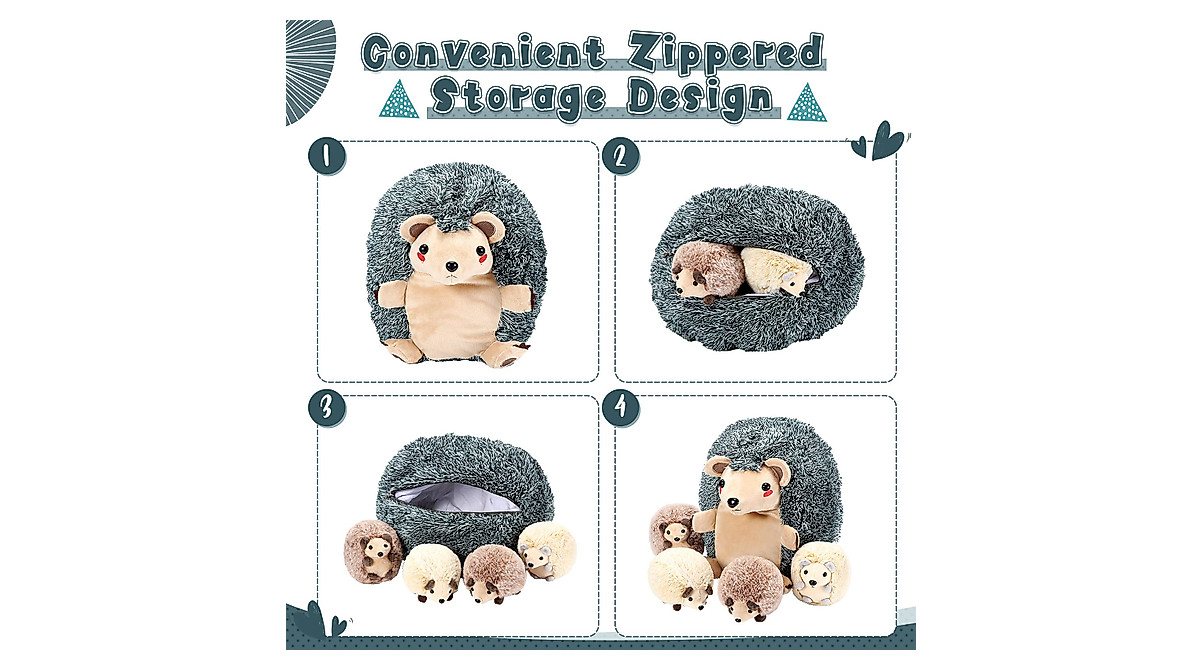 5 Piece Hedgehog Plush Toy Set - Soft, Cuddly for Kids & Gift