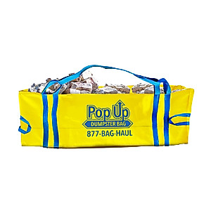 Pop Up Dumpster Bag - Yellow Flexible Dumpster Bag 3 cubic yards and holds up to 3,500 lbs, Waste Bag Heavy Duty