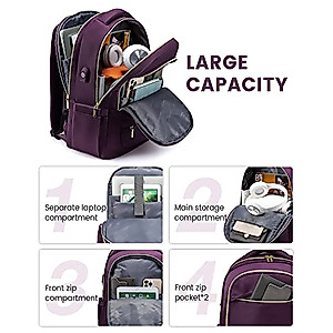 LOVEVOOK Laptop Backpack for Women, Slim Business Laptops Bag with Separate Computer Compartment Stylish Daypack for College Work Travel, Fits 15.6" Laptop