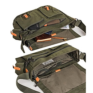 Gootium Canvas Messenger Bag - Vintage Shoulder Bag 16" Laptop Sleeve Bag Courier Style Purse Crossbody Campus Work Bag, Olive