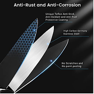 Knife Set,18 Pieces Kitchen Knife Set with Wooden Block,High Carbon German Stainless Steel Knife Block Set,Ultra Sharp, Full-Tang Design with Black Coating