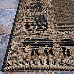 Couristan Recife Elephant Indoor/Outdoor Area Rug, 3'9" x 5'5", Cocoa-Black