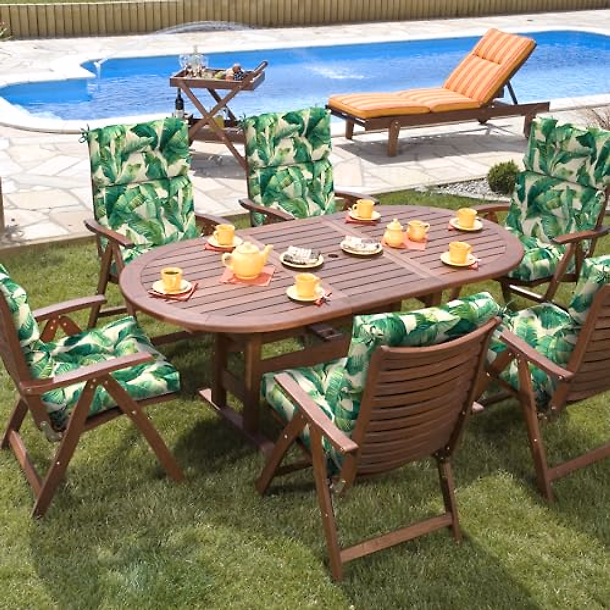 DYTXIII Set of 2 Outdoor High Back Chair Cushions 44"x 22",Water Repellent Rocking Chair Cushions Replacement, Seat/Back Chair Cushions for Patio,Porch,Balcony and Indoor - Swaying Palms