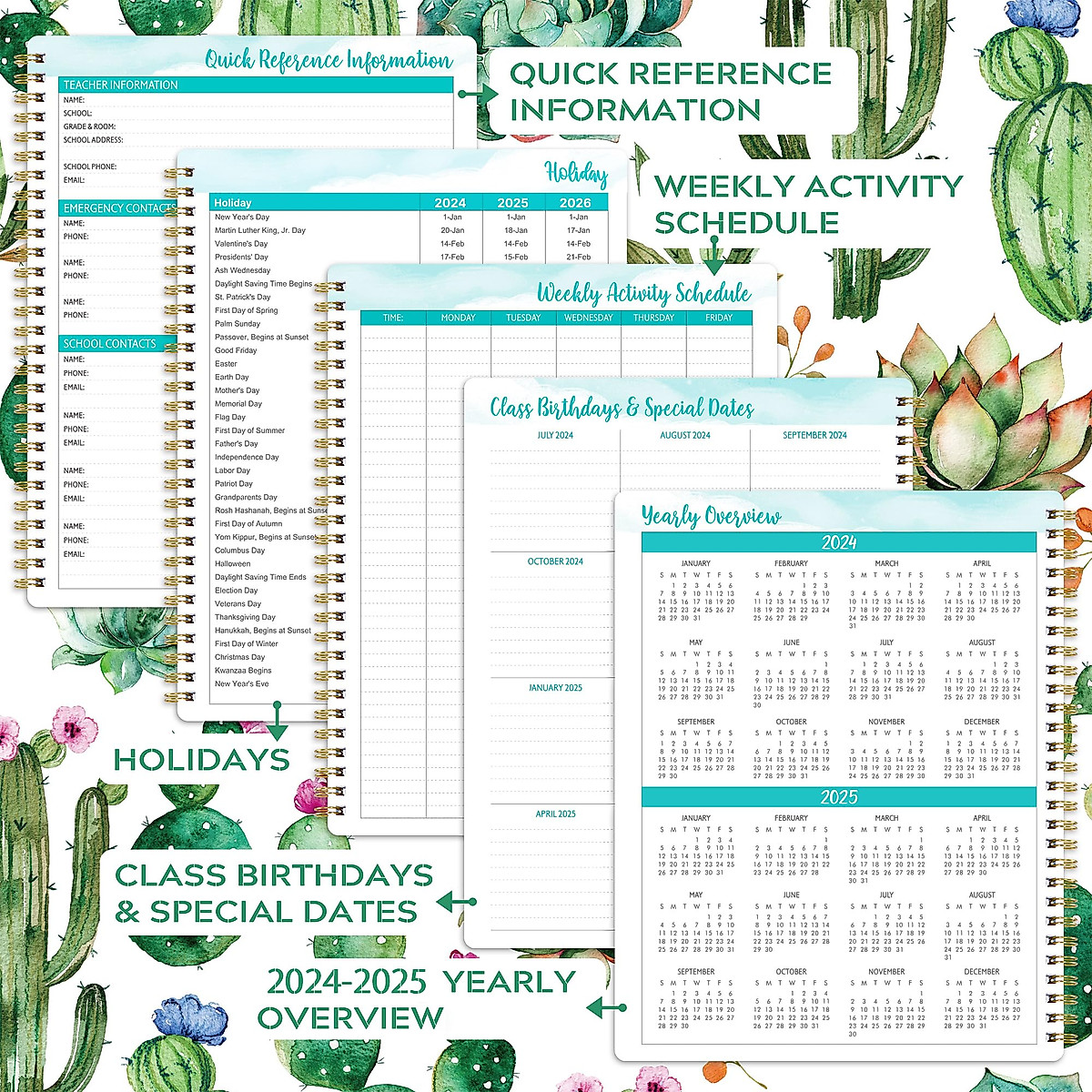 2024-2025 Teacher Planner - Lesson Planner 2024-2025 from Jul 2024 - Jun 2025, 8'' x 10'', Lesson Plan Book, Weekly & Monthly Lesson Planner with Quotes