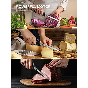 Reemix Electric Knife, Z3042 Electric Knife Set for Carving Meats, Poultry, Bread, Crafting Foam & More, 2 Blades for Meats & Bread, Fork Included (Black)