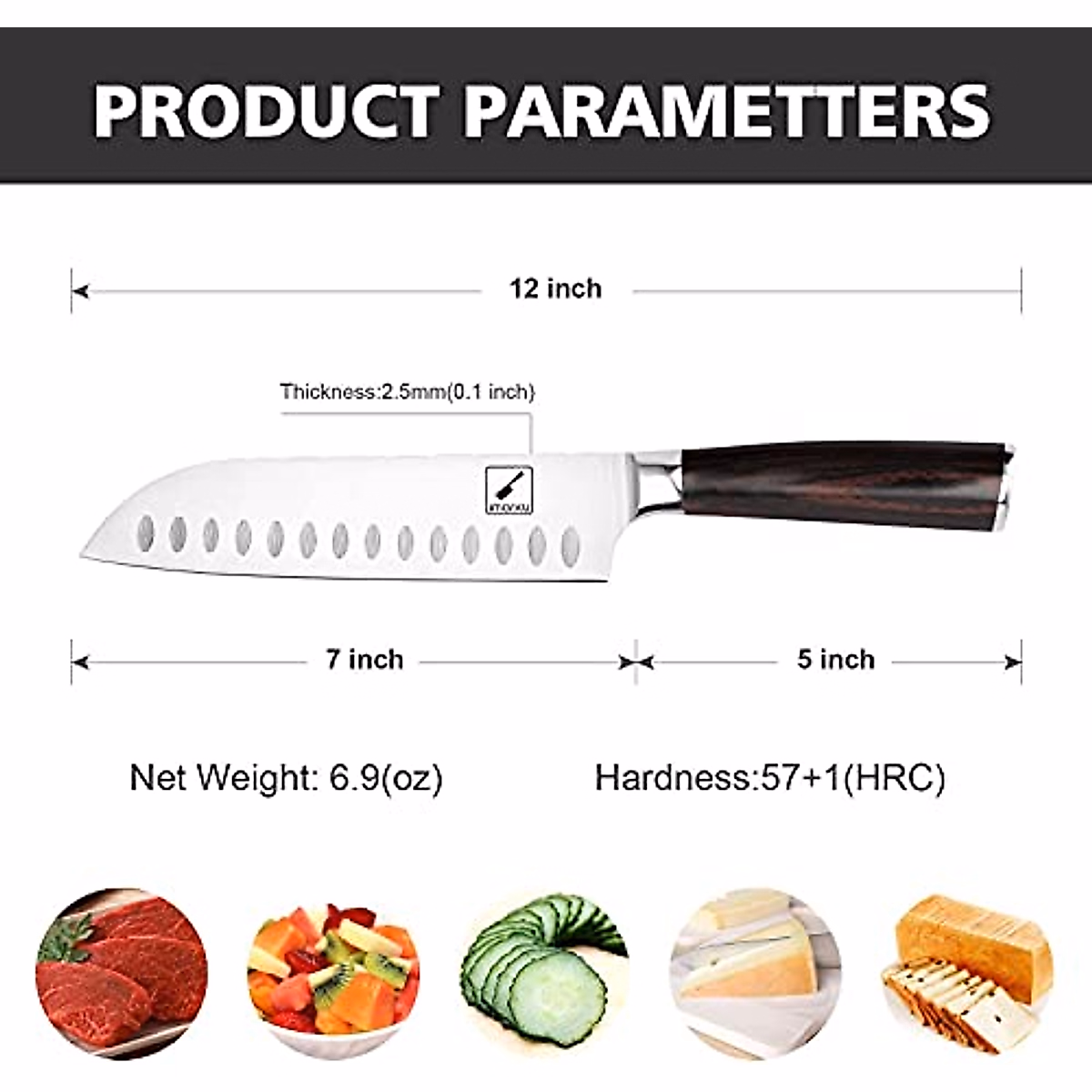 imarku Chef Knife 7 Inch Kitchen Knife Ultra Sharp Santoku Knife - 7Cr17Mov Japanese Chefs Knife - Ergonomic Pakkawood Handle, Best Knives Choice & Kitchen Gadgets 2023, Gifts for Women and Men