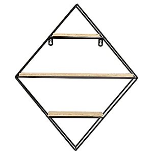 InPlace Barnwood/Metal Diamond Wire Shelf, 3.98" D x16.26 W x 19.83" H