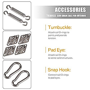 Waterproof Sun Shade Sail with Hardware Kit, Triangle 6'7''x 6'7''x 6'7'' UV Block Canopy for Patio Backyard Lawn Garden Outdoor Activities (Khaki)