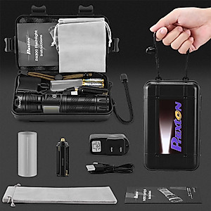 PHIXTON Flashlights Rechargeable LED High Lumens, Powerful 900,000 Lumen Flashlight, High Power Heavy Duty Red & White Flash Lights, Double Source, for Men Gift Emergency Hiking Work