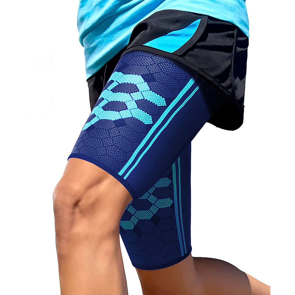 Sparthos Thigh Compression Sleeves [Cobalt Blue - Small] x Hip Brace [Right Leg]