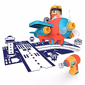 Educational Insights Design & Drill Bolt Buddies Plane Take Apart Toy with Electric Toy Drill, Preschool STEM Toy, Gifts for Boys & Girls, Ages 3+