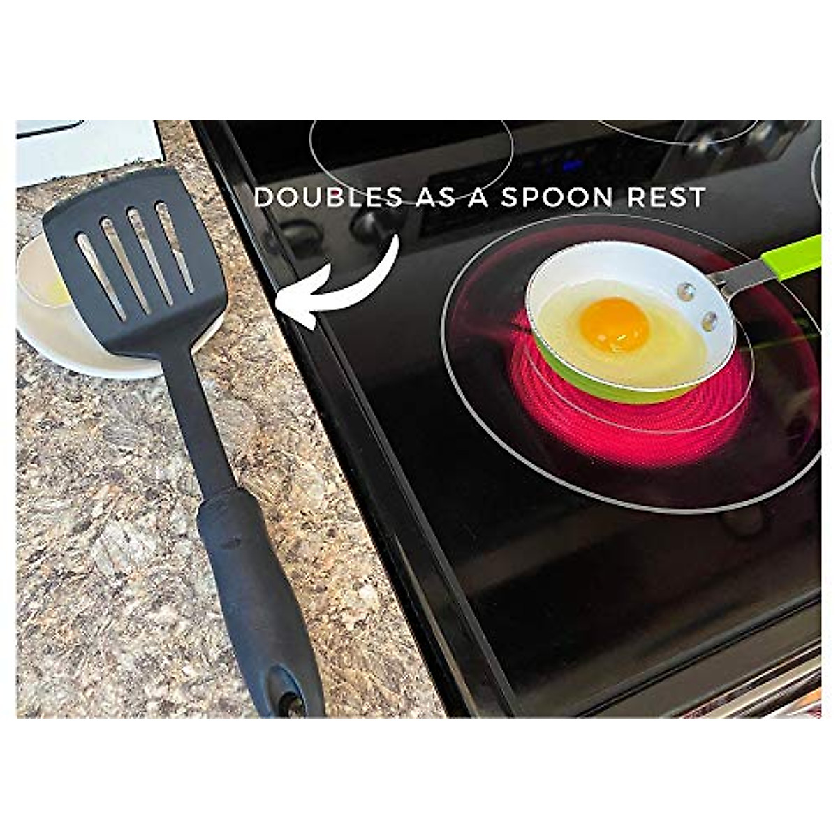 Crack'em Egg Cracker & Spoon Rest (Cobalt Blue) - Perfectly Cracks Eggs & Contains Messes - Easy to Use & Clean - Great for Kids - Prevents Broken Yolks