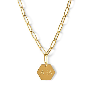 Sorority Shop Alpha Xi Delta Paperclip Necklace — AXD 18K Gold Plated Sorority Gifts Necklace, Long-Lasting Alpha Xi Delta Gifts for Women