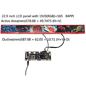 DHL/UPS for 22.9 inch Stretched Bar LCD Panel G229HAN01.0 with 1920X165,500 cd/m²,Supermarket Shelf Screen Support Android,Outline(mm) 587.08 × 62.05 × 10.71 (H×V×D)