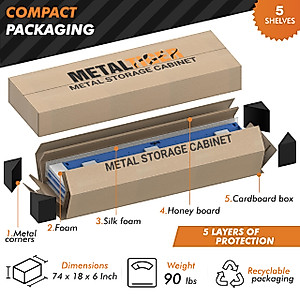 METALTIGER Locking Metal Storage Cabinet | Garage Storage Cabinet with Doors | 71" Lockable Tool Cabinet | Metal Cabinets for Home Office (Dark Blue)