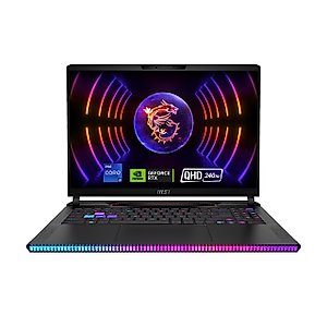 MSI Raider GE78HX 17” 240Hz QHD+ Gaming Laptop: Intel Core i9-13950HX, NVIDIA Geforce RTX 4090, 64GB DDR5, 2TB NVMe SSD, Thunderbolt 4, Cooler Boost 5, Win 11 Pro: Gray 13VI-086US