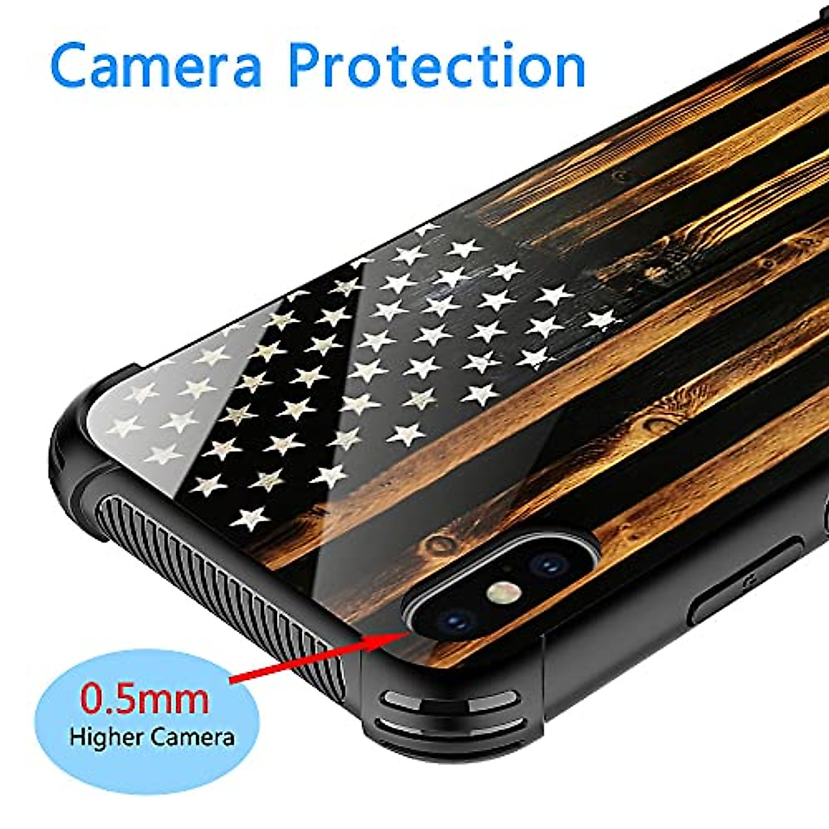 iPhone XR Case, Classic Wood Grain Old Flag iPhone XR Cases for Man Boys Girls Dual Layer Shockproof Rugged Cover Soft TPU + Hard PC Bumper Cool Cover Case for iPhone XR