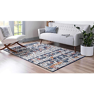 Unique Loom Morocco Collection Abstract Border, Diamond, Bohemian Area Rug (8' 0 x 10' 0 Rectangular, Multi/Blue)