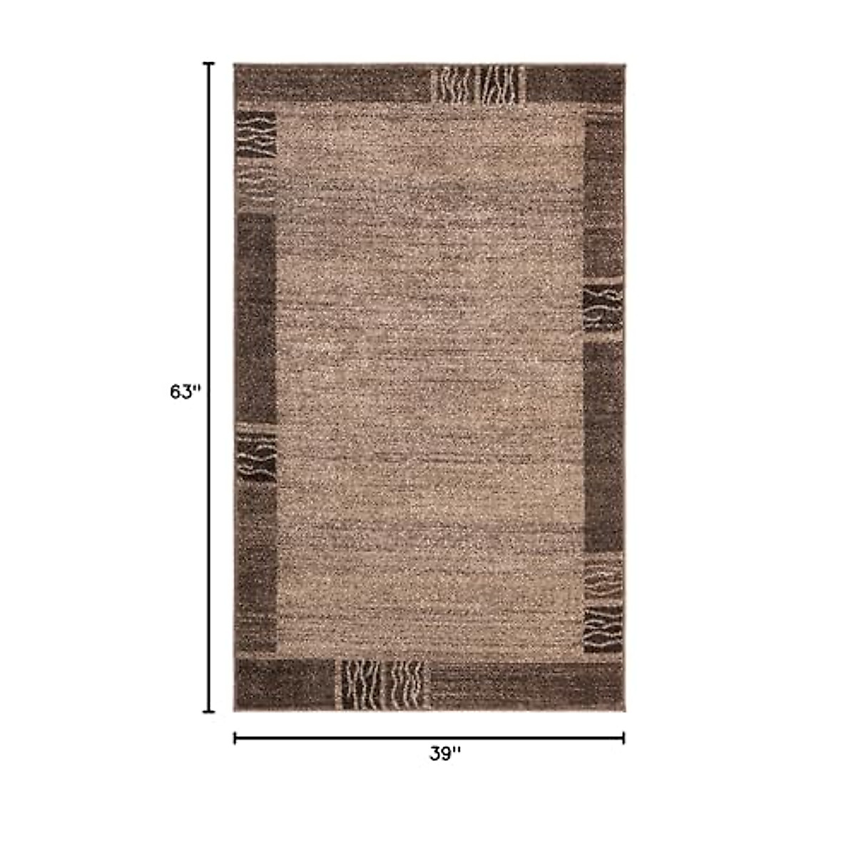 Rugs.com Angelica Collection Rug – 3' x 5' Dark Beige Medium Rug Perfect for Entryways, Kitchens, Breakfast Nooks, Accent Pieces