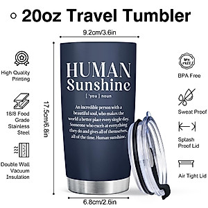 Shqiueos Coworker Christmas Gifts Human Sunshine Tumbler Cup 20 Oz, Thank You Gifts for Women Men, Appreciation Gifts for Teacher Doctor Nurses Employee Principal Boss Retirement Birthday Gifts