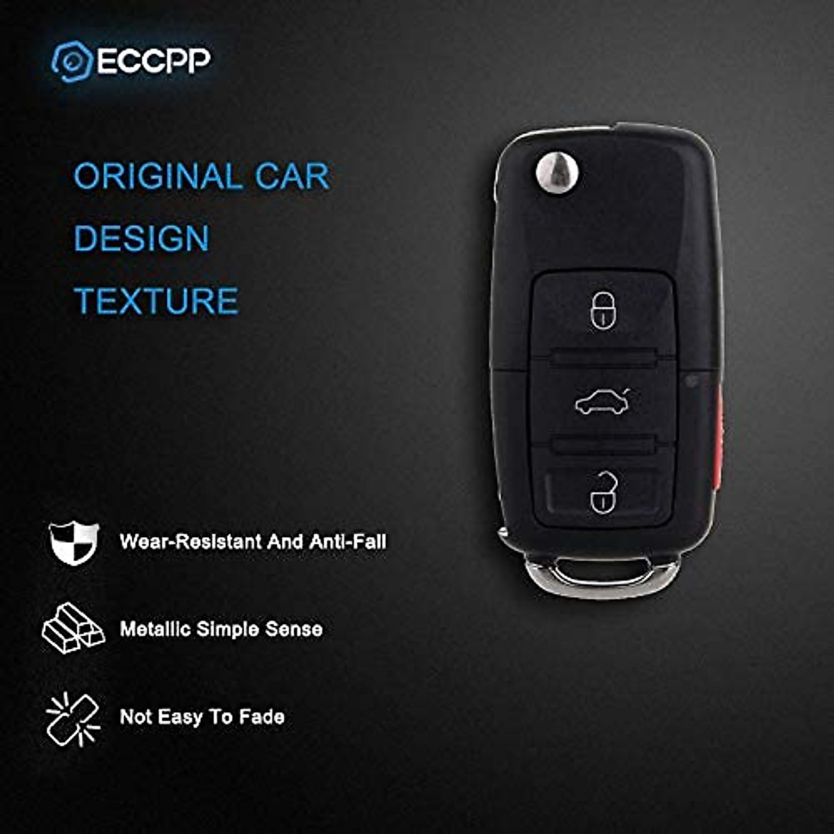 ECCPP Keyless Entry Remote Key Fob for Volkswagen Beetle Golf Jetta Passat 315MHz Uncut 4 Button HLO1J0959753AM HLO1J0959753DC NBG735868T (Pack of 1)