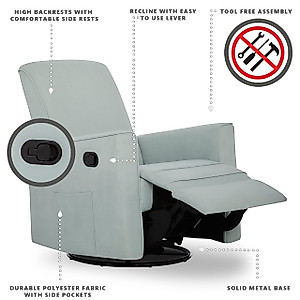 Evolur Raleigh Upholstered Plush Seating Glider Swivel, Rocker, Recliner, Glider for Nursery in Light Blue, Greenguard Gold Certified, Modern Nursery Recliner, Environmentally Conscious Glider