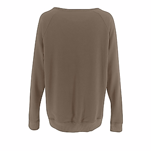 PRETTODAY Women's Casual Crew Neck Sweatshirts Raglan Long Sleeve Solid Tunic Tops Loose Pullovers Khaki