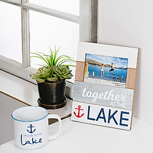 Pavilion Gift Company Together At The Lake - 7.75x10 Inch Horizontal Easel Back Picture Frame, Gray