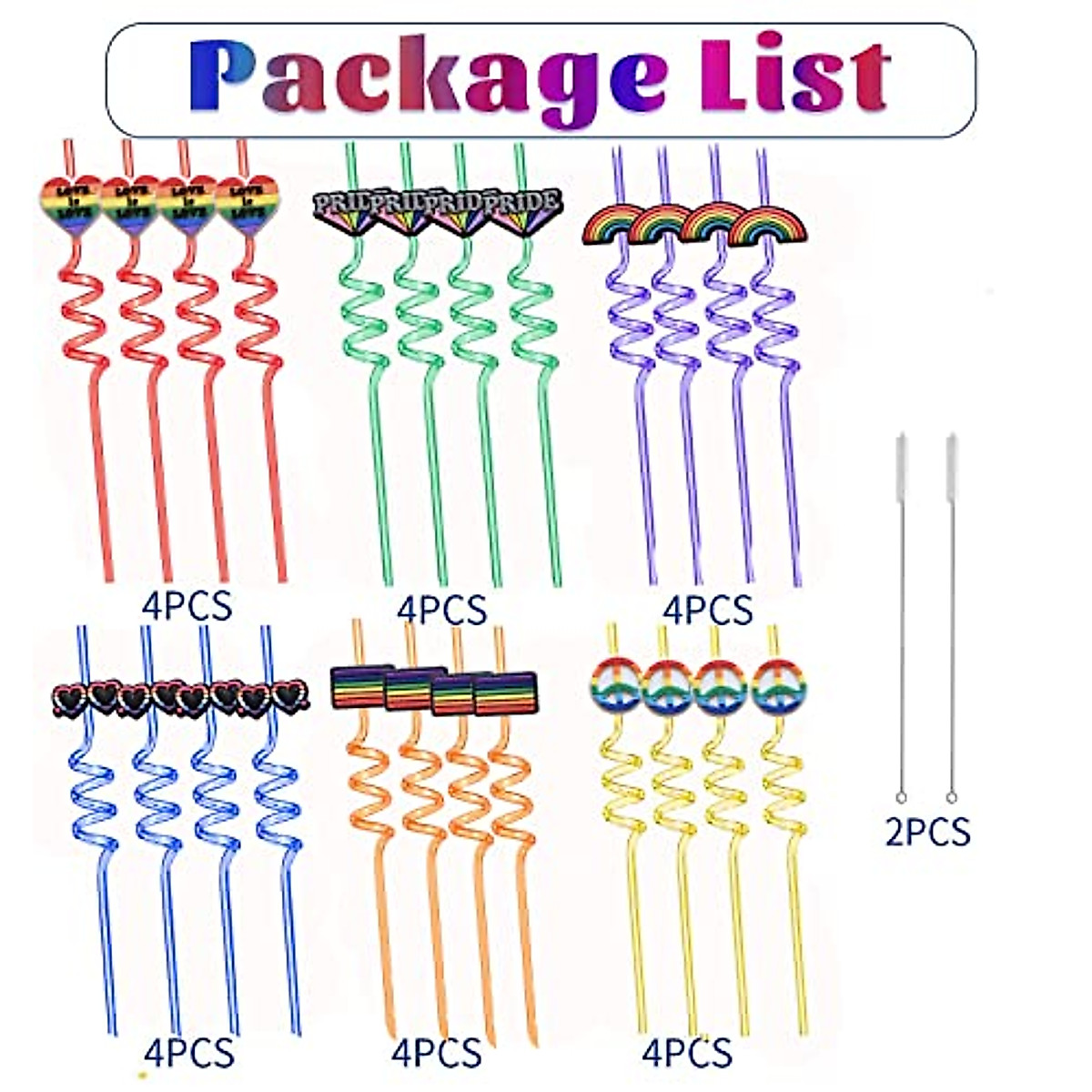 Rainbow Pride Gay Themed Party Straws 24 Gay Party Decorations Reusable Gay Style Straws for Rainbow Pride Gay Themed Party, Rainbow Pride Gay Party Birthday Party Decorations, Holiday Decorations