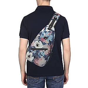 Greexy Watercolor Flowers Sling Backpack Crossbody Shoulder Bags for Women Men Causal Daypacks Chest Bag Hiking Travel Sport Climbing Runners