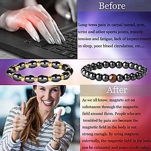 THUNARAZ 12Pcs Hematite Magnetic Bracelet Set for Men Women Tiger Eye Stone Bracelet Stree Relief Gift