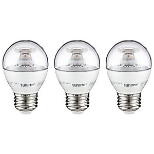 Sunlite G16 LED Dimmable Decorative Globe Vanity Light Bulbs, Clear, 7W (60W Equiv.), 500 Lumens, Medium E26 Base, Mirror Lights for Bedroom and Bathroom, 120V, ETL Listed, 2700K Soft White, 3 Pack
