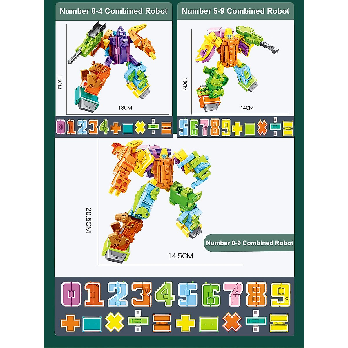 Number Robots Dinosaur Toys Action Figure for Kids Number Learning