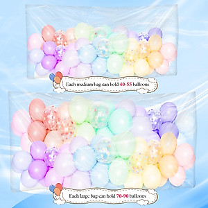 Bouiexye 2Pcs 98 x 59 inch Large Balloon Bags for Transport, Big Plastic Balloon Storage Bag Big Clear Balloon Drop Carrying Bag for Wedding Birthday Baby Showers Celebration Party Supplies