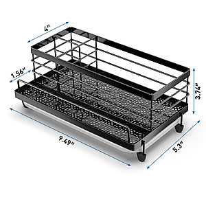 Cisily Sponge Holder for Kitchen, Sink Caddy Organizer, Kitchen Sink Accessories with Drip Tray, Rustproof and Non-slip Kitchen Sink Sponge Holder, Kitchen Essentials for New Home（Matte Black
