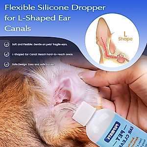 Dog Ear Cleaner - Soothes Inflammation & Infection Treatment with 1% α-bisabolol, Itching Relief, Removes Wax & Deodorizes, Gentle & Hypoallergenic for Dogs/Cats, Easy to Use, with 60 Swabs, 4 fl oz