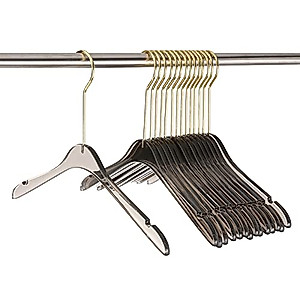 Dyna-Living Acrylic Hangers 15 Pack Stylish Clothes Hangers with Gold Hooks Non-Slip Coat Hangers for Closet, Wardrobe, Clothing Store(Round Head)