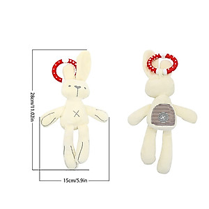 Baby Toy Cartoon Animal Stuffed Hanging Rattle Toys, Soft Plush Early Development Stroller Toys Baby Bed Bell Plush Toy Newborn Birthday Gifts Infant Bed Decoration for Newborn Boys and Girls Rabbit