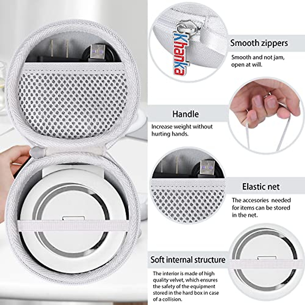 Khanka Hard Travel Case Replacement for UCOMX Nano Magnetic 2 in 1 Wireless Charger, Wireless Folding Charging Station, Case Only (White)