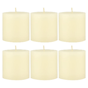 Stonebriar Tall 3 x 3 Inch 40 Hour Long Burning Unscented Wax Flat Top Pillar Candles, Ivory, 6 Pack