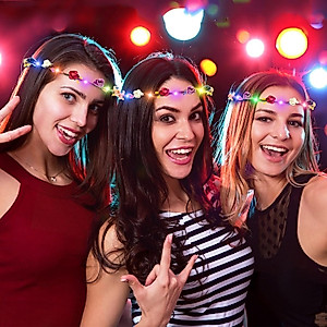 20 Pcs LED Flower Crowns - Costume Accessories -Light up Crown Headband -Light up Headbands -Light up Head Piece -Lighted Headbands for Women -Light up Crown for Girls -Party -Light up Head Band