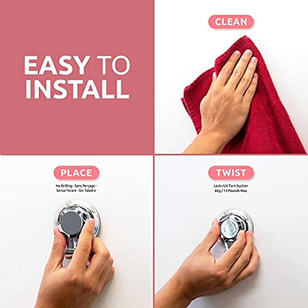 Compactor Bestlock Suction Cup Single Hook Pack (2, Chrome)