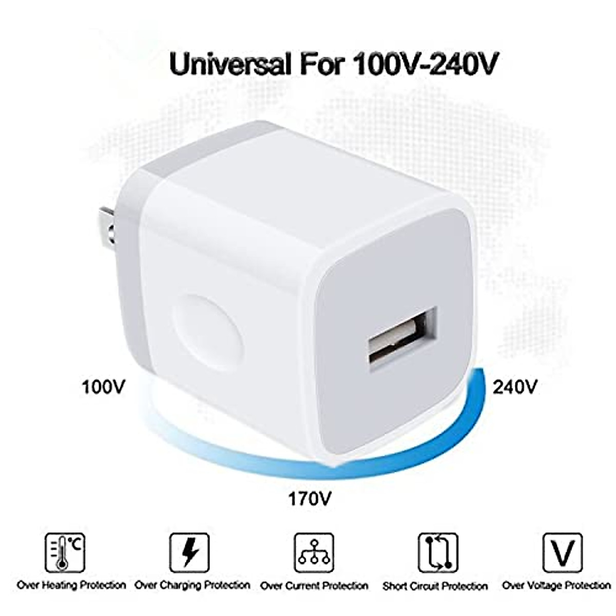 USB Wall Charger, Power Adapter, VectorTech (2-Pack) 5V/1Amp Single Port Quick Charger Plug Cube for iPhone X 7/6S/6S Plus/6 Plus/6/5S/5, Samsung Galaxy S7/S6/S5 Edge, LG, HTC, Huawei, Moto, Kindle