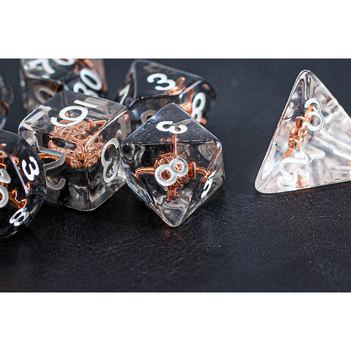 3DEGOS Black Rogue Pirate DND Dice Set for Dungeons and Dragons Gifts, D&D, D and D, Pathfinder, Accessories, D20, Polyhedral, Resin Dice, Metal, Dice Tray, Tower, Bag, Box