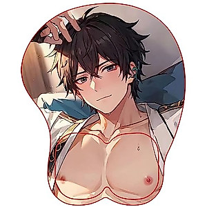 Sonsoke Honkai Star Rail Game Men Figure Wrist Support Gel Mouse Pad Ergonomic Mouse Pad Gaming Mouse Pad Non Slip 3D Mouse Pad (Dan Heng)